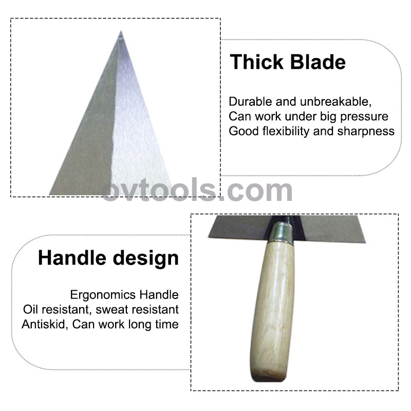 Bricklaying trowel with wood handle, Solid structure, construction and ...